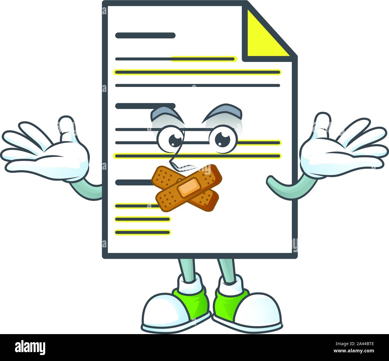 Silent document cartoon mascot on white background Stock Vector Image ...