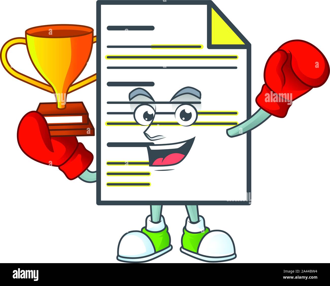 Boxing winner document cartoon mascot on white background Stock Vector ...