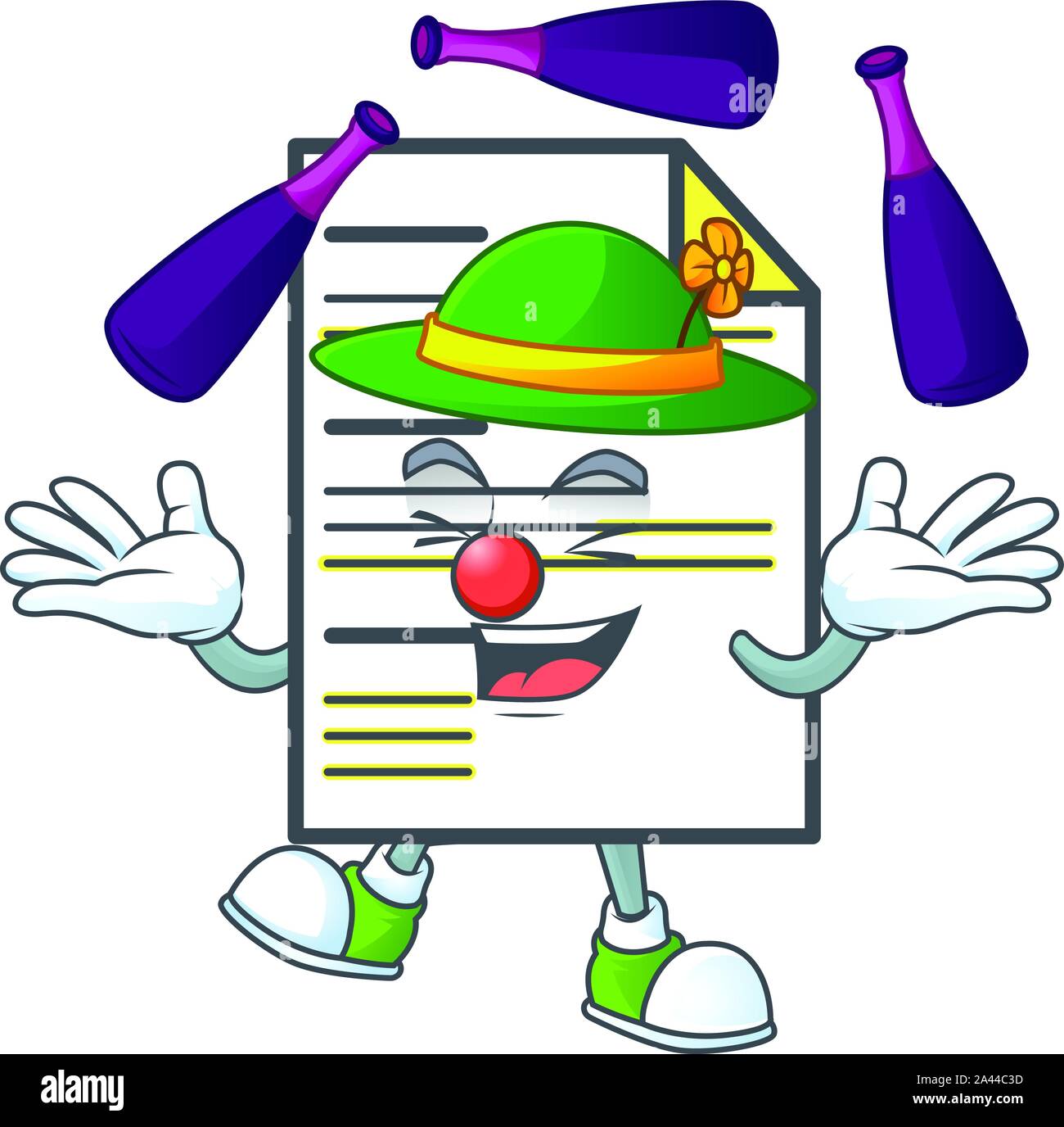 Juggling document cartoon mascot on white background Stock Vector Image ...