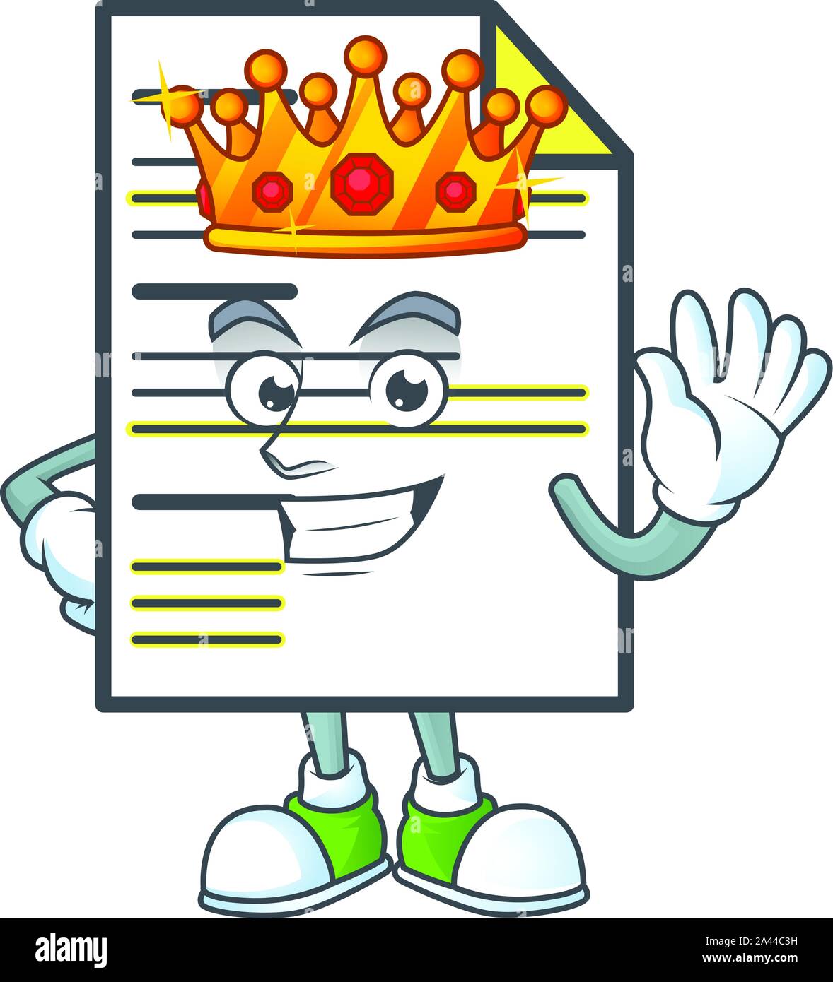 King document cartoon mascot on white background Stock Vector Image ...