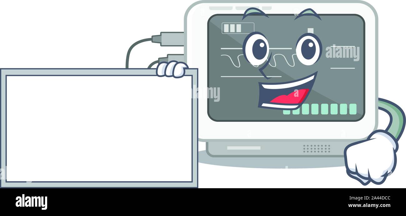 With board ecg machine cartoon with the character Stock Vector Image ...