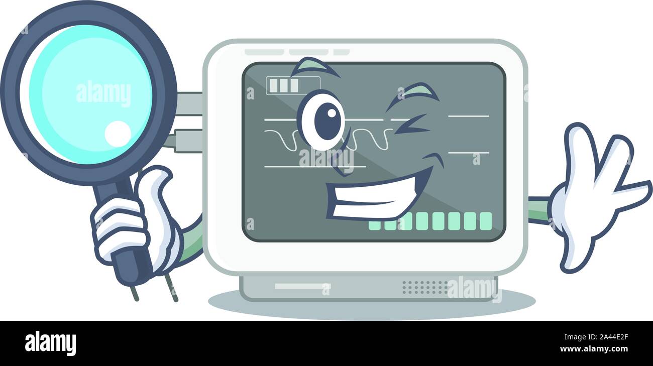 Detective ecg machine stuck the cartoon wall Stock Vector Image & Art ...