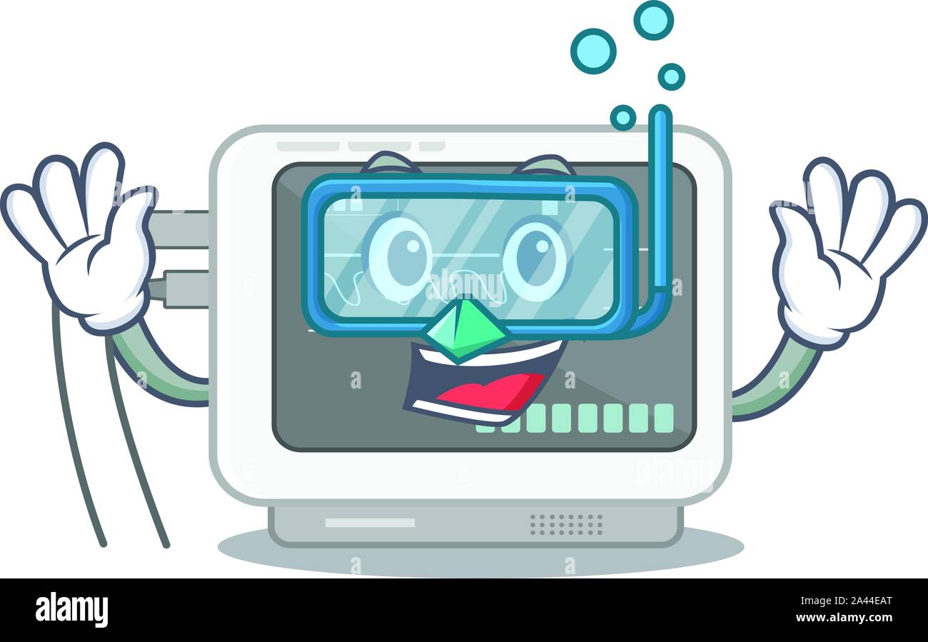 Diving ecg machine stuck the cartoon wall Stock Vector Image & Art - Alamy