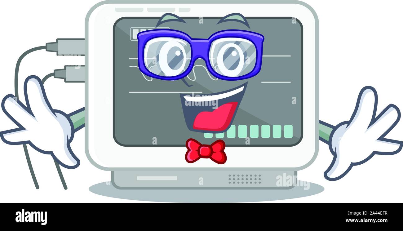 Geek ecg machine stuck the cartoon wall Stock Vector Image & Art - Alamy
