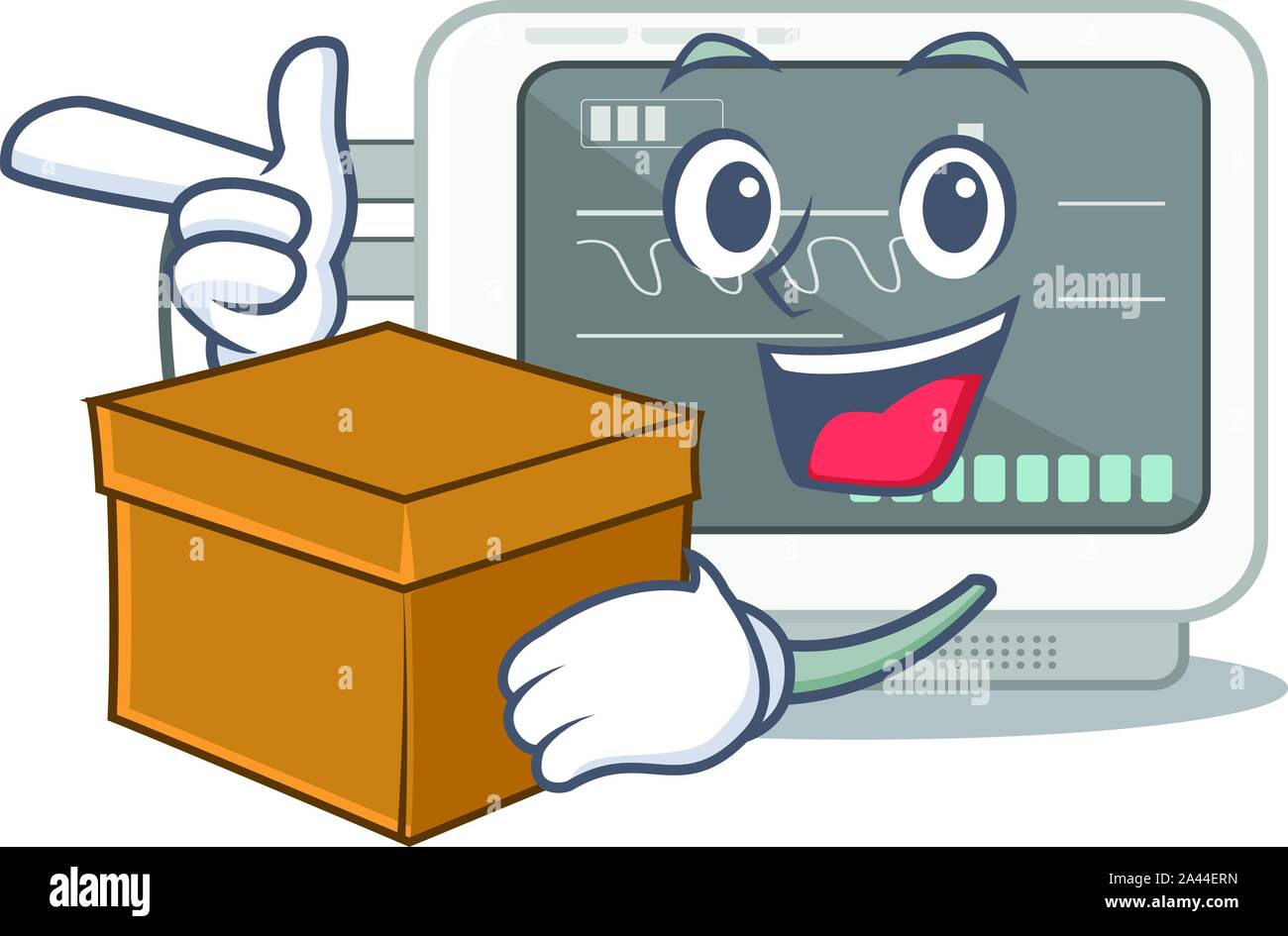 With box ecg machine stuck the cartoon wall Stock Vector Image & Art ...