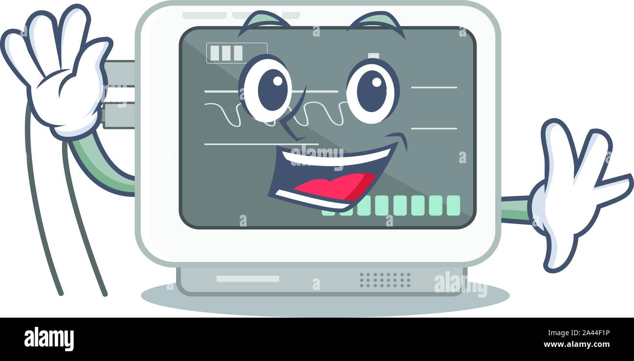 Waving ecg machine stuck the cartoon wall Stock Vector Image & Art - Alamy