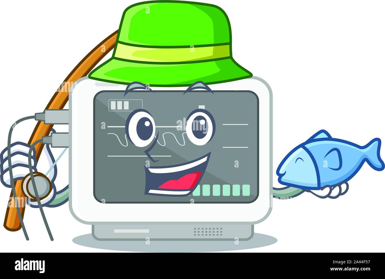 Fishing ecg machine isolated in the character Stock Vector Image & Art ...