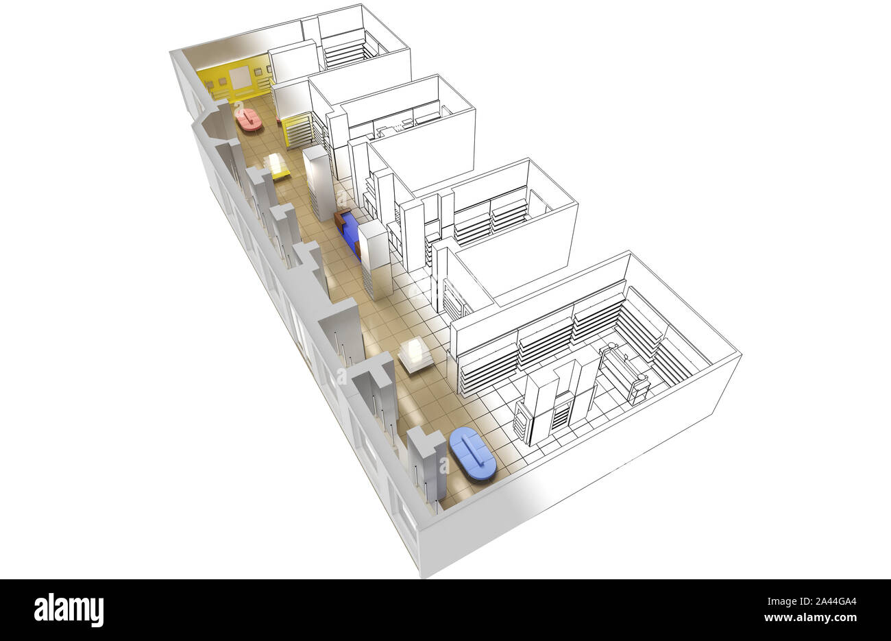 shopping mall, interior visualization, 3D illustration Stock Photo - Alamy