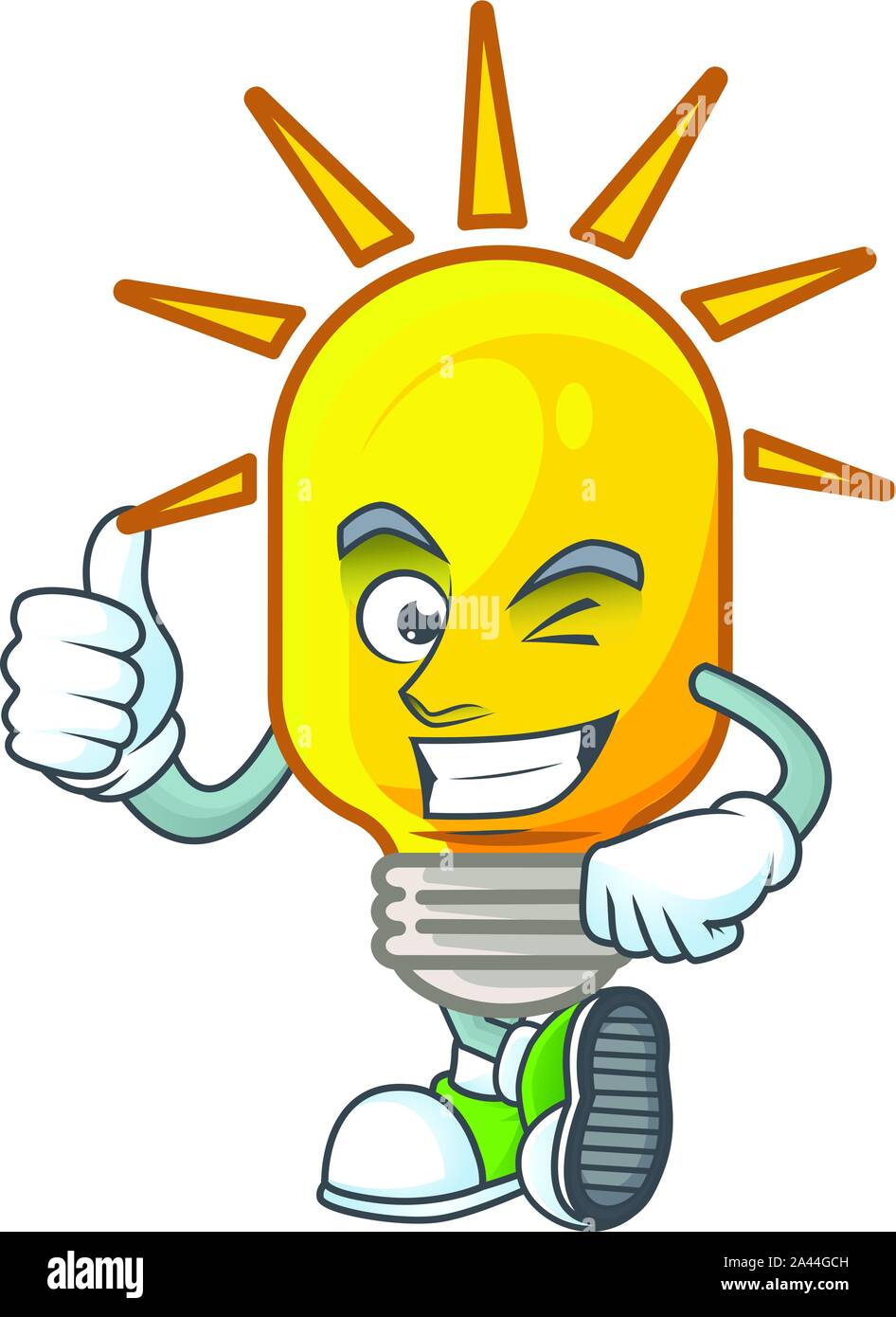 Thumbs up icon lamp cartoon character with mascot Stock Vector Image ...