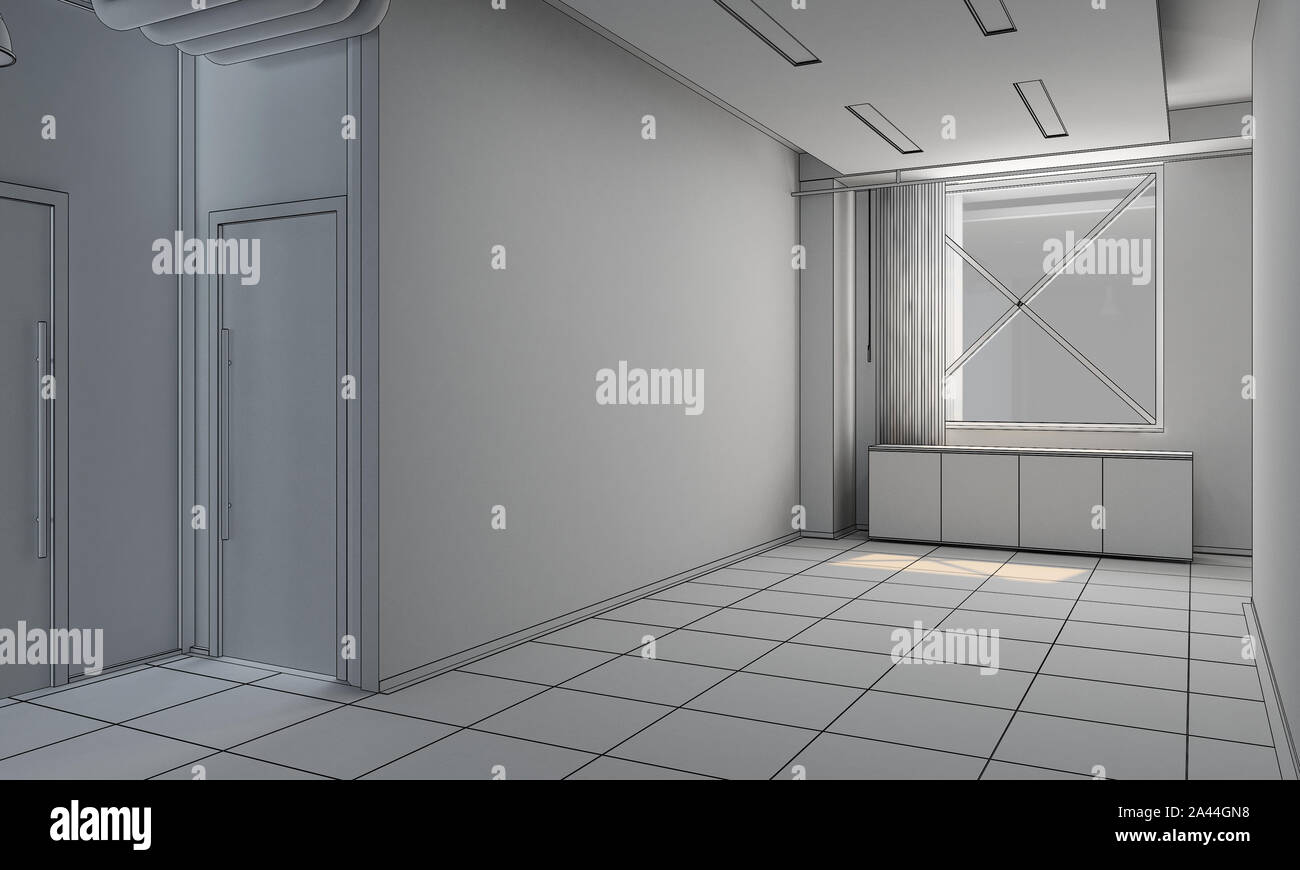 empty room, interior visualization, 3D illustration Stock Photo - Alamy