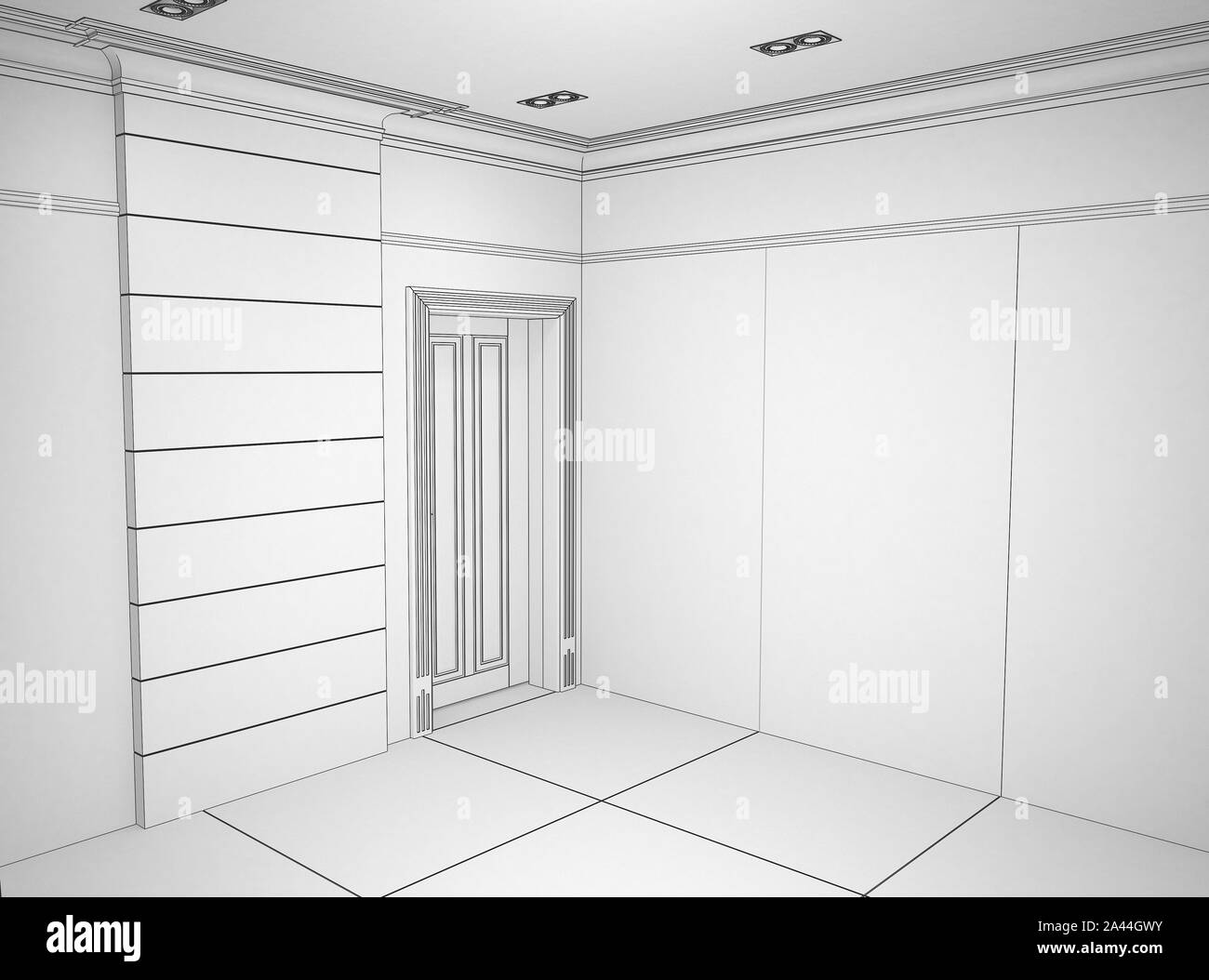 empty room, interior visualization, 3D illustration Stock Photo - Alamy