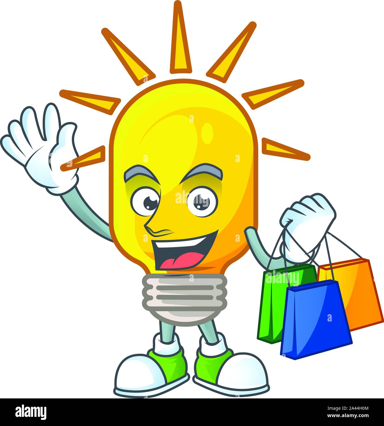 Shopping icon lamp cartoon character with mascot Stock Vector Image ...