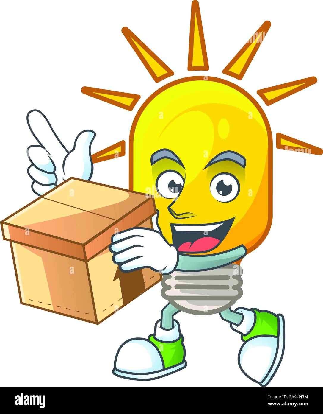 With box icon lamp cartoon character with mascot Stock Vector Image ...