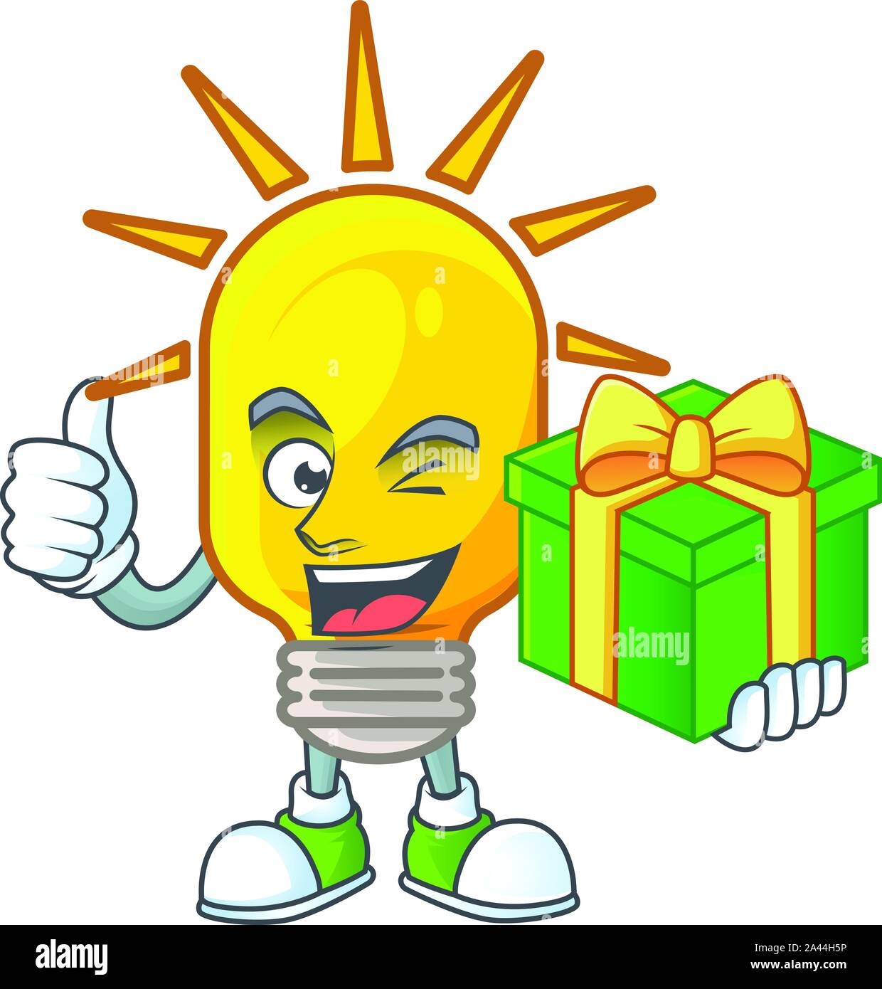 With gift lamp yellow with cartoon character shape Stock Vector Image ...
