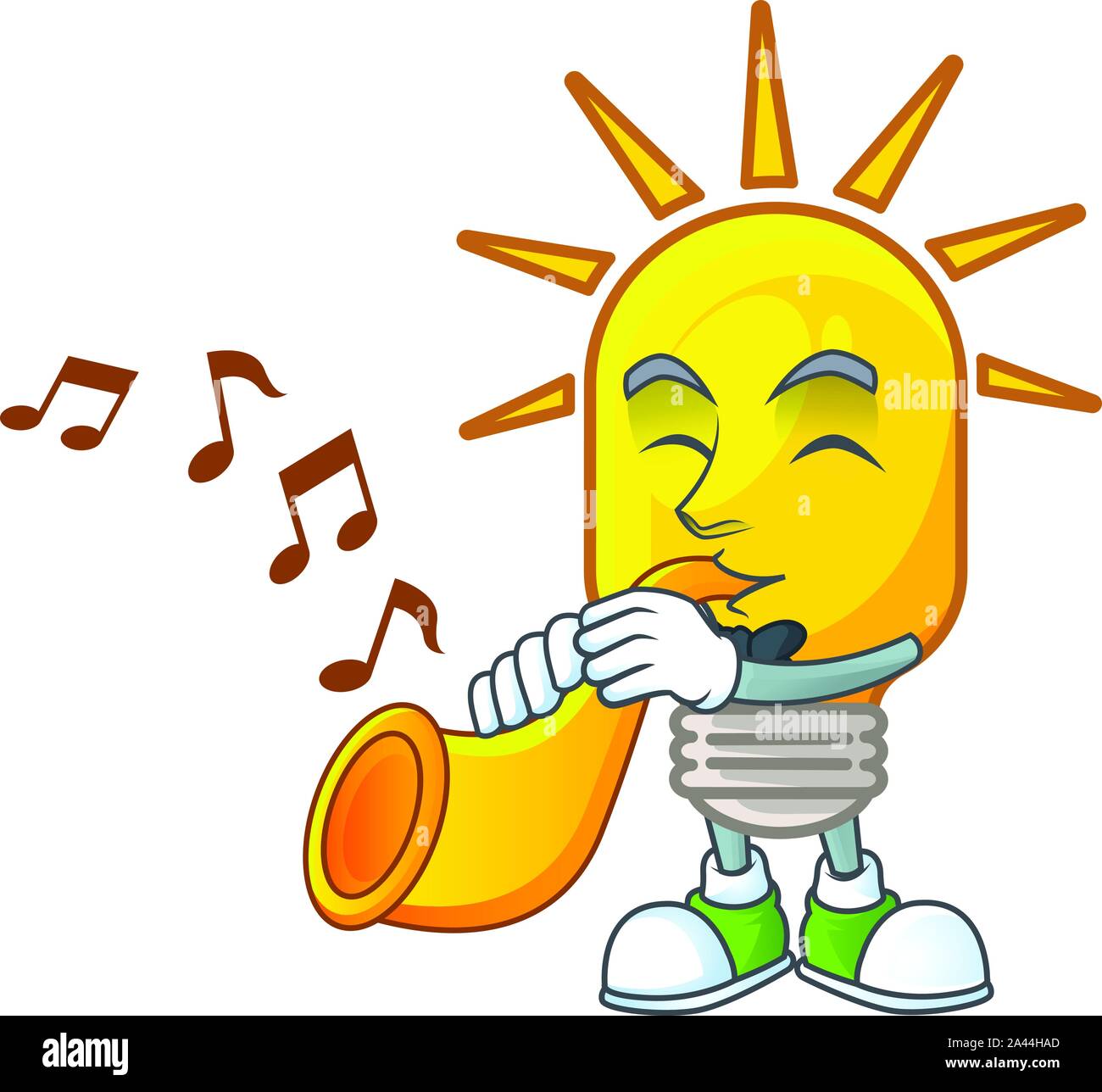 With trumpet lamp yellow with cartoon character shape Stock Vector ...