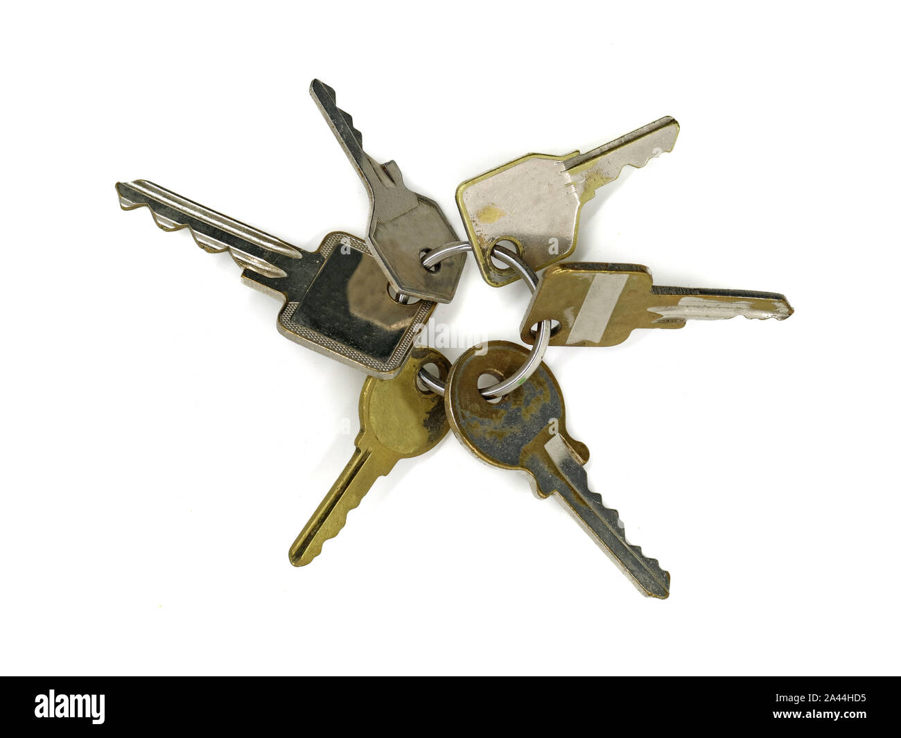 top view bunch of old vintage different keys isolated on white ...