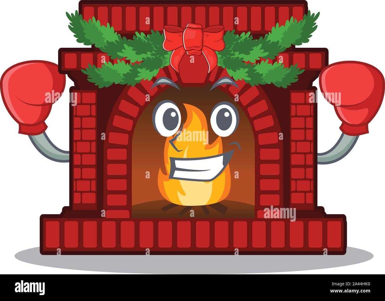 Boxing christmas fireplace isolated with the mascot Stock Vector Image ...