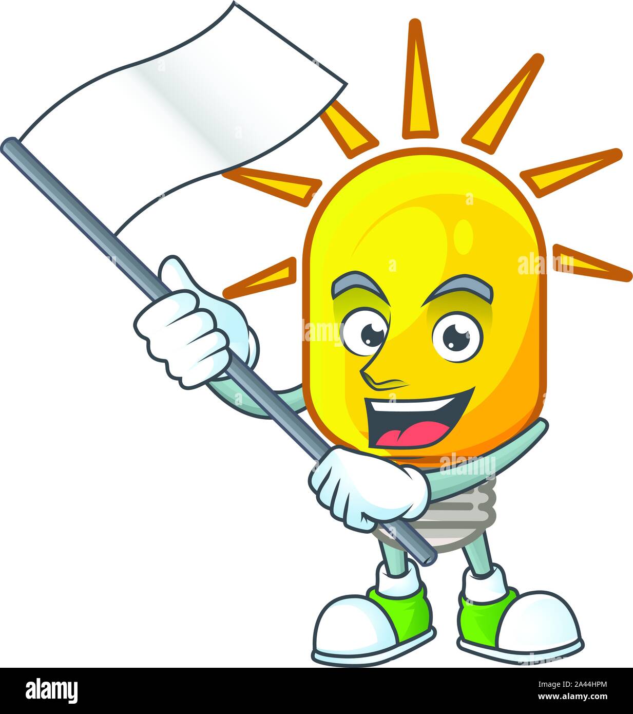 With flag lamp icon cartoon on white background Stock Vector Image ...