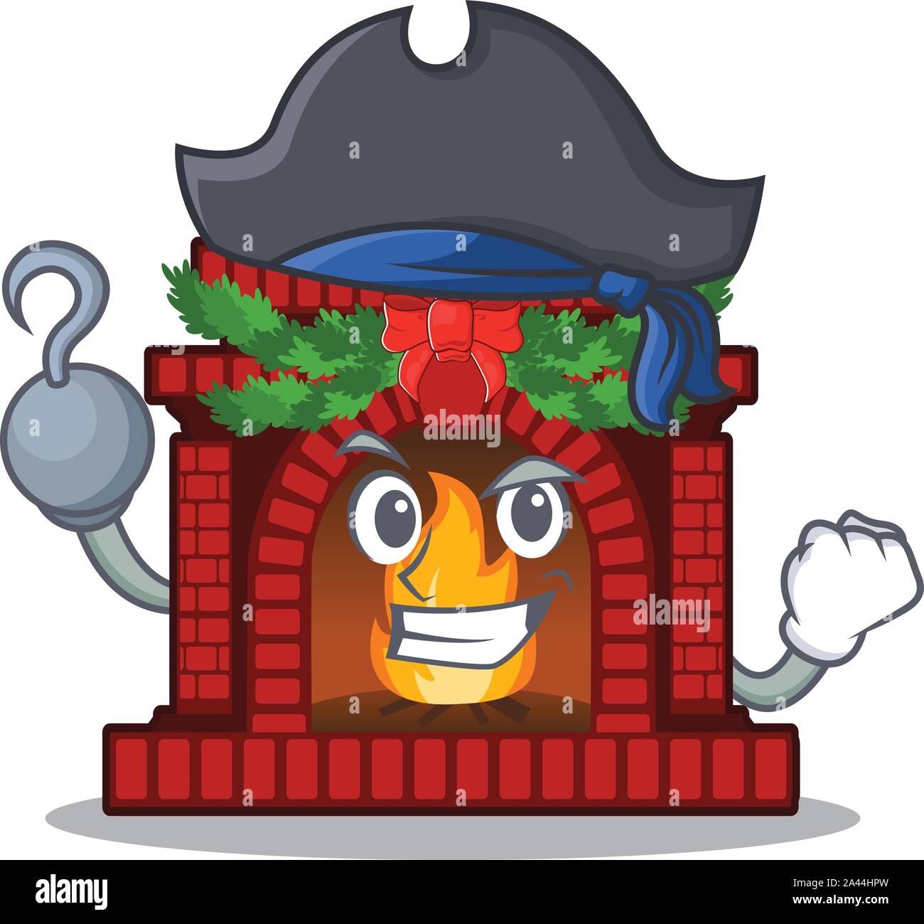 Pirate christmas fireplace isolated with the mascot Stock Vector Image ...