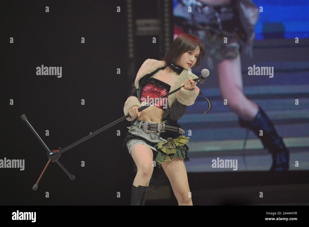 Members of Japanese idol girl group AKB48 and its international sister groups perform during the ...