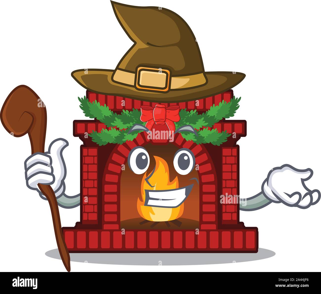 Witch christmas fireplace on of cartoon table Stock Vector Image & Art ...