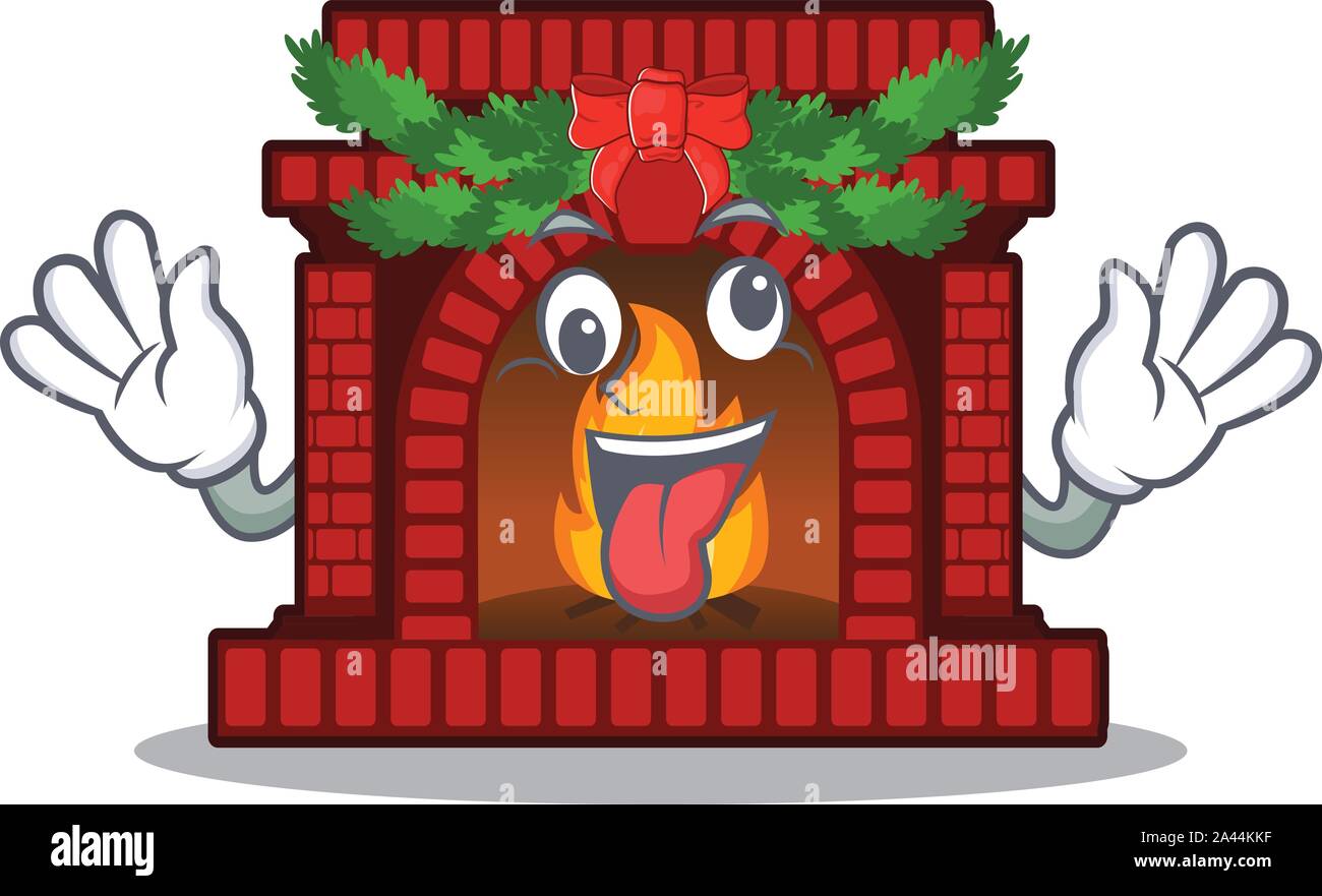 Crazy christmas fireplace on with the character Stock Vector Image ...