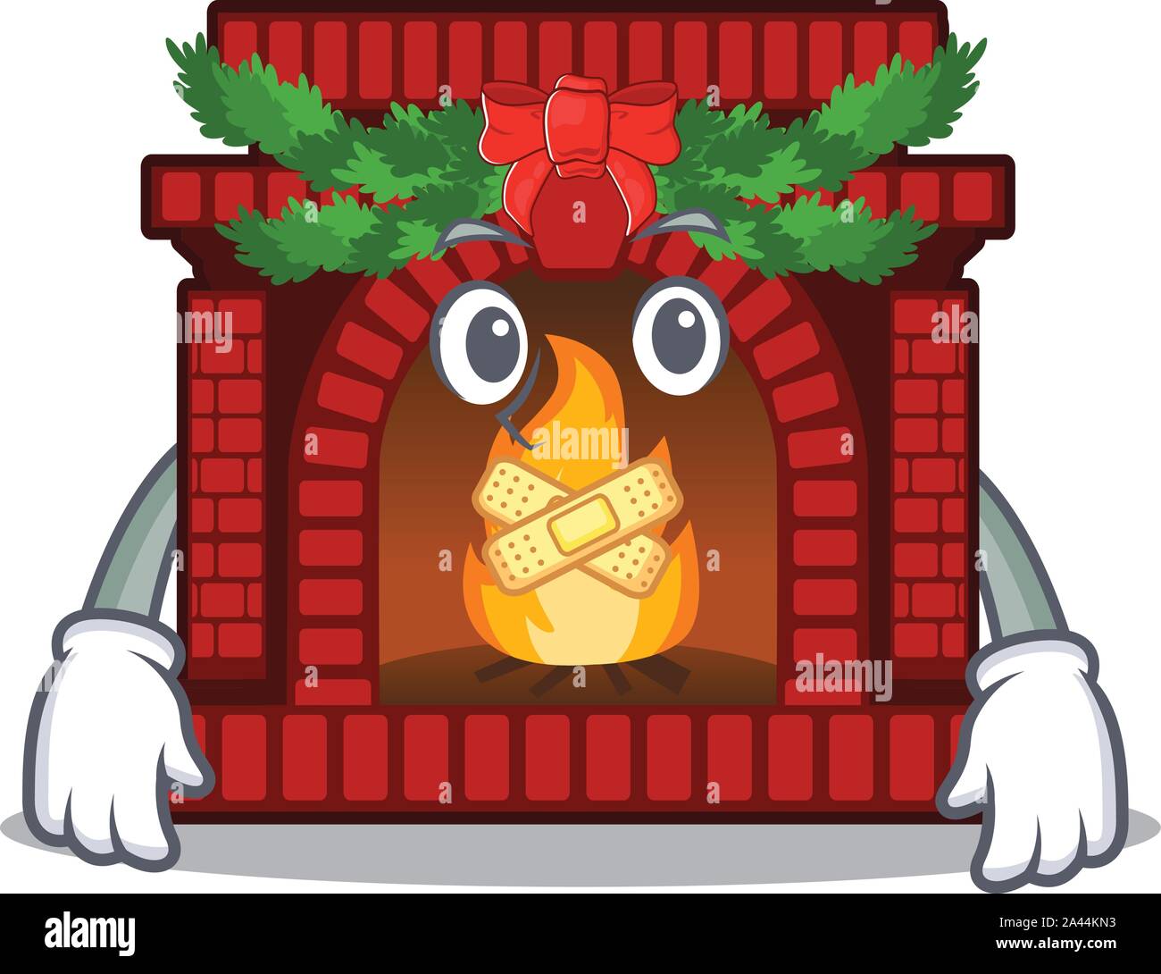 Silent christmas fireplace on with the character Stock Vector Image ...