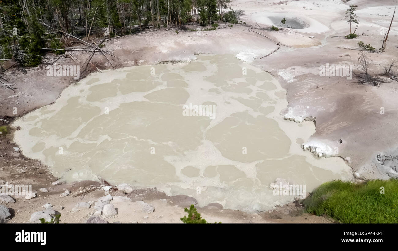 wide view of sulphur caldron in yellowstone Stock Photo - Alamy
