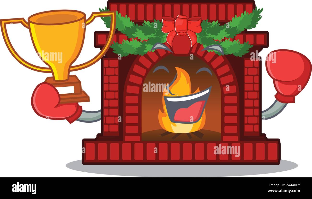 Boxing winner christmas fireplace on with the character Stock Vector ...