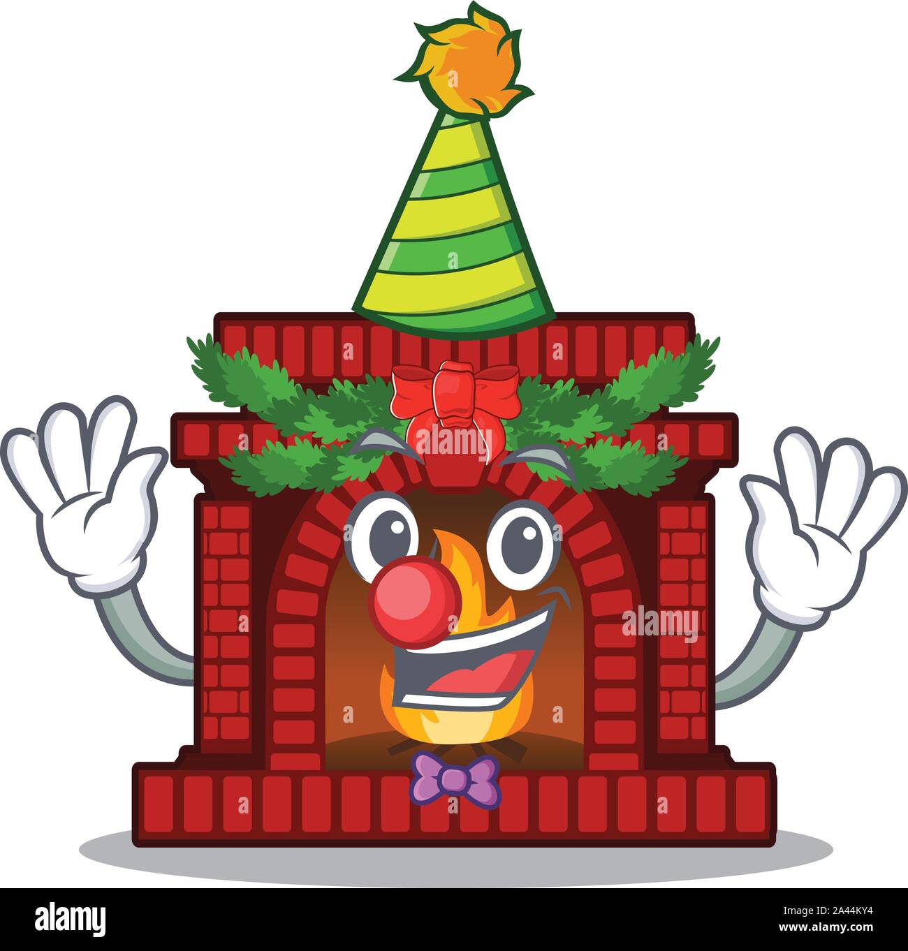 Clown christmas fireplace on with the character Stock Vector Image ...