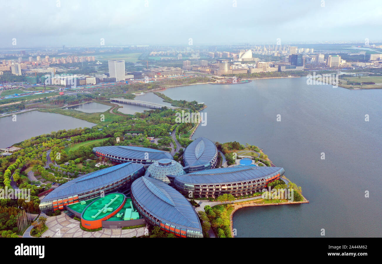 Bird view from 500 meters above of Dishui Lake reveals a fairyland ...