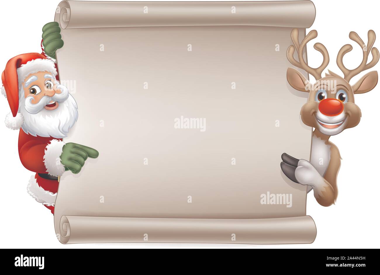 Santa Claus and Reindeer Christmas Scroll Sign Stock Vector Image & Art ...
