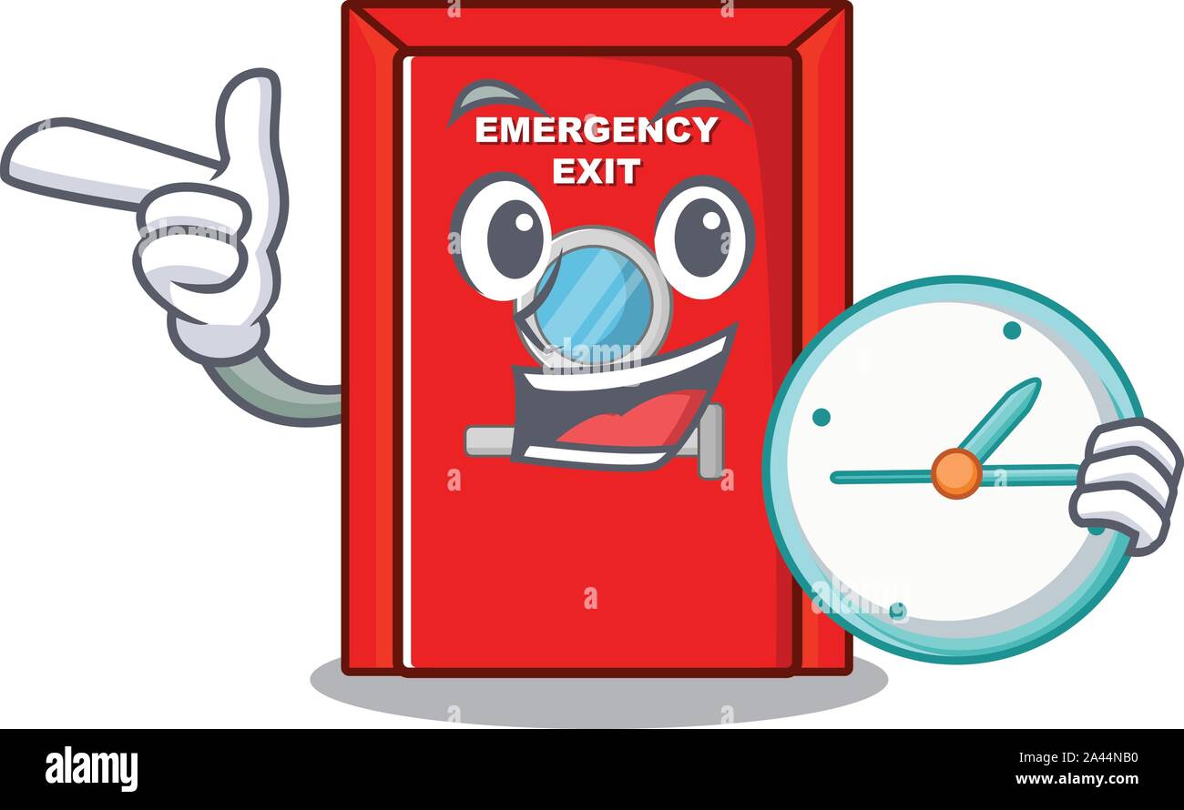 With clock emergency exit door isolated the cartoon Stock Vector Image ...