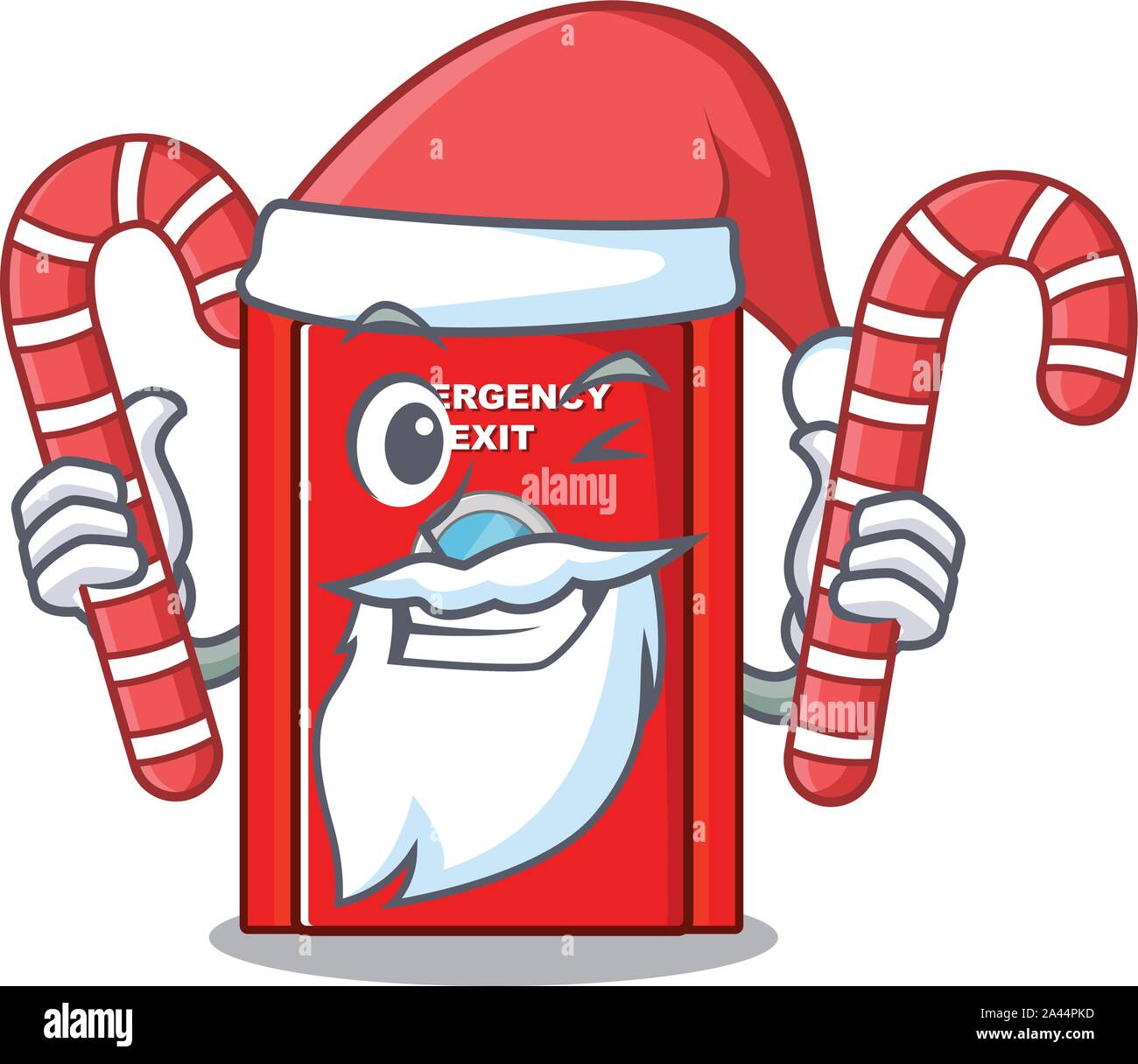 Santa with candy emergency exit door with cartoon shape Stock Vector ...