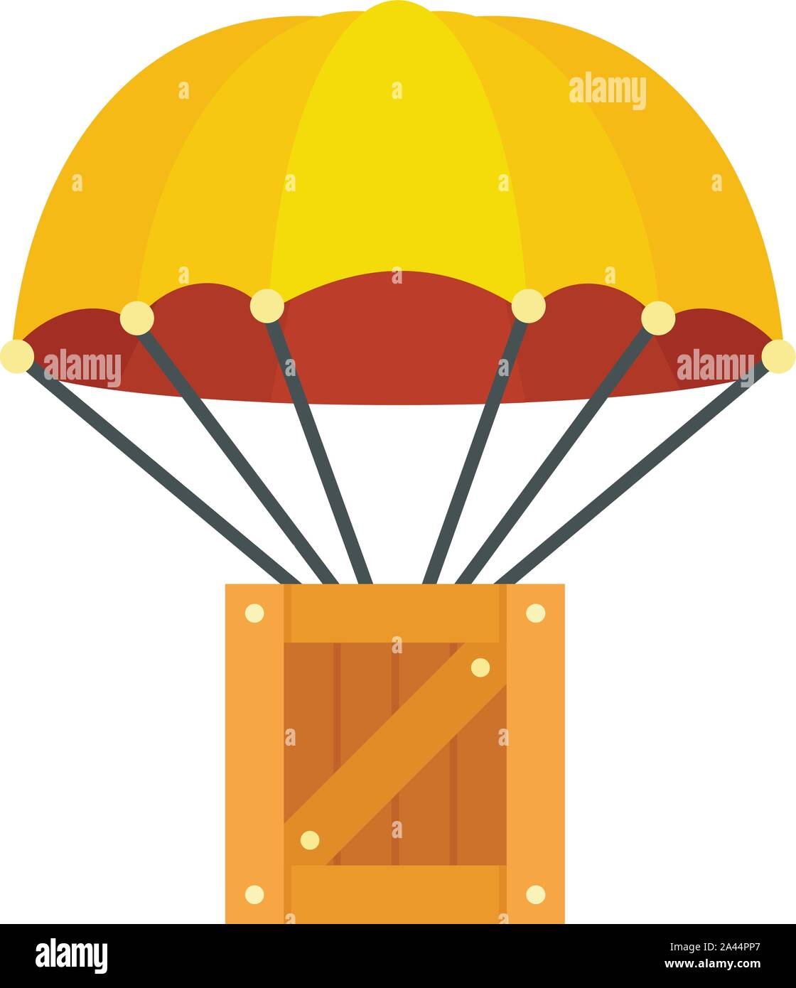 Parachute delivery box icon. Flat illustration of parachute delivery ...