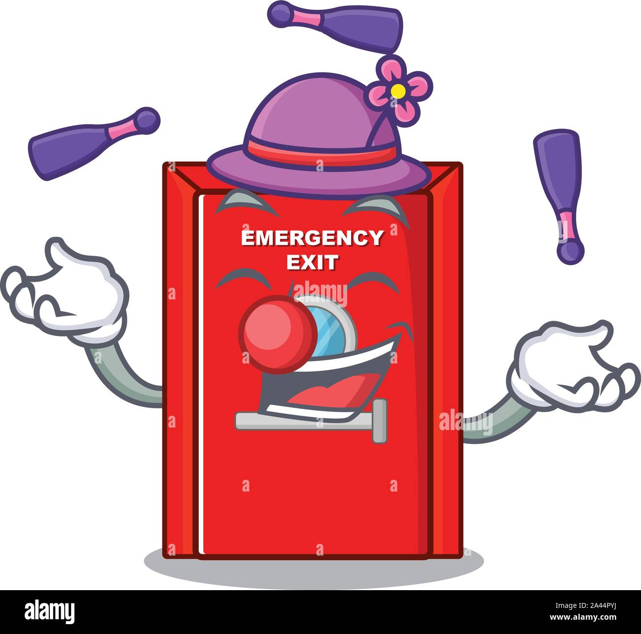Juggling emergency exit door with cartoon shape Stock Vector Image ...