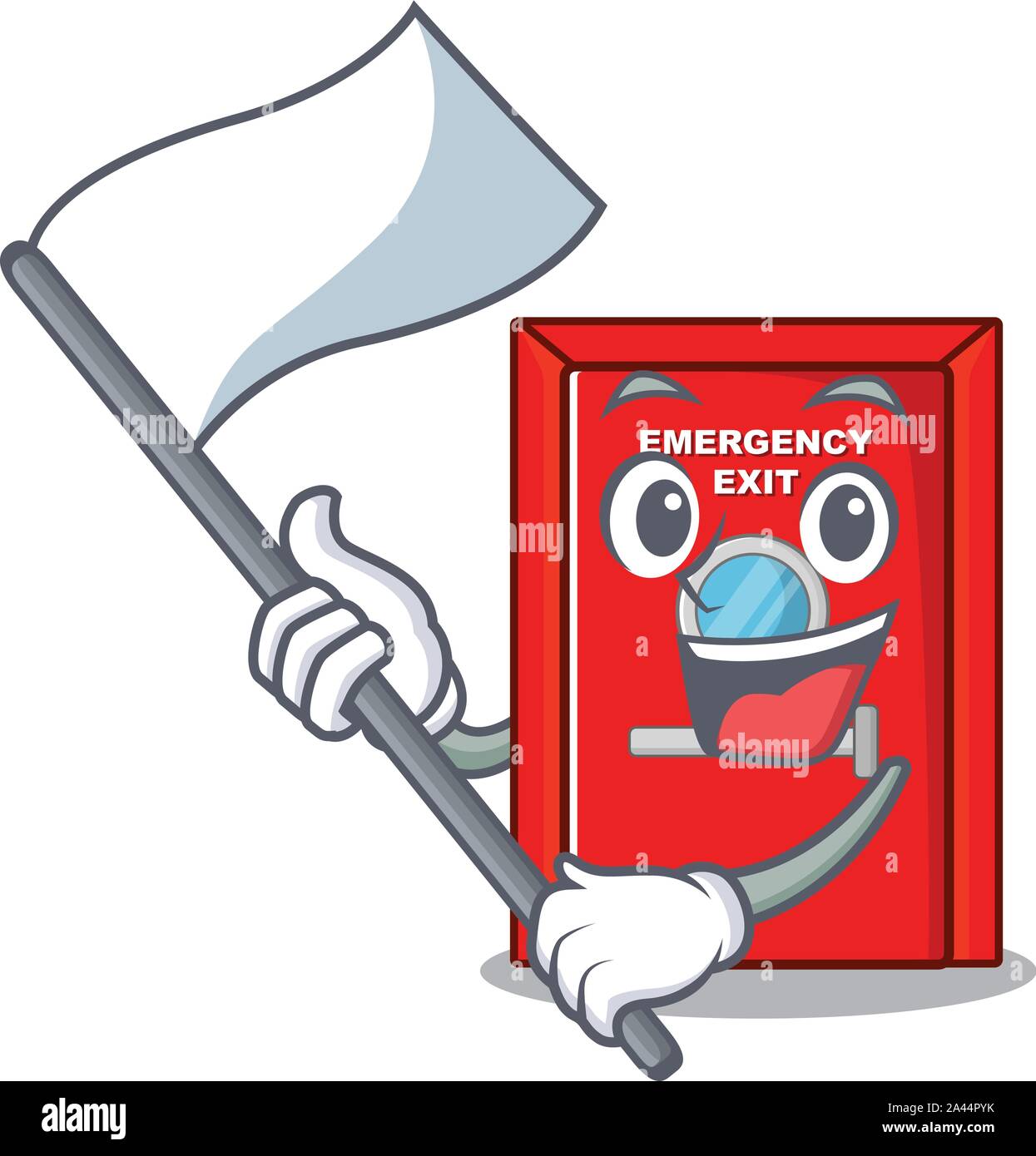 With flag emergency exit door with cartoon shape Stock Vector Image ...