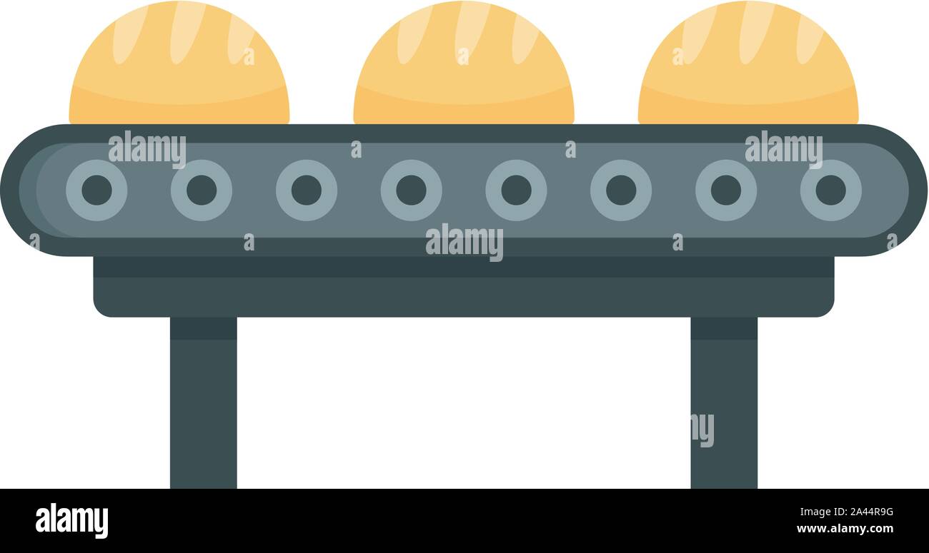 Line of bread factory icon. Flat illustration of line of bread factory ...