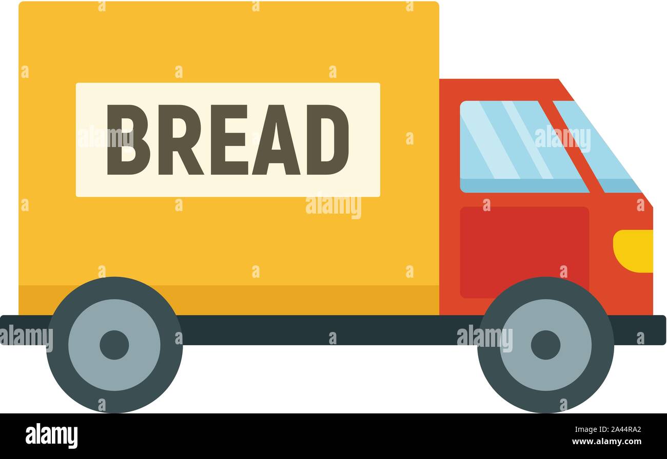 Bread truck delivery icon. Flat illustration of bread truck delivery ...