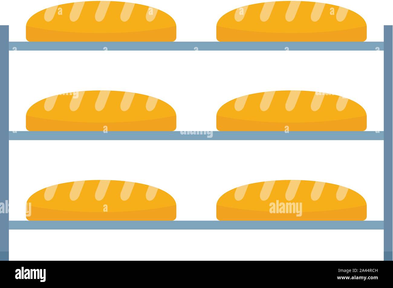 Bread in factory shelf icon. Flat illustration of bread in factory ...
