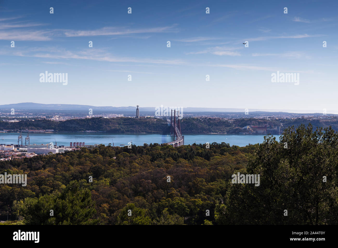 Lisbon as seen from the Panoramico de Monsanto, a building built in the ...