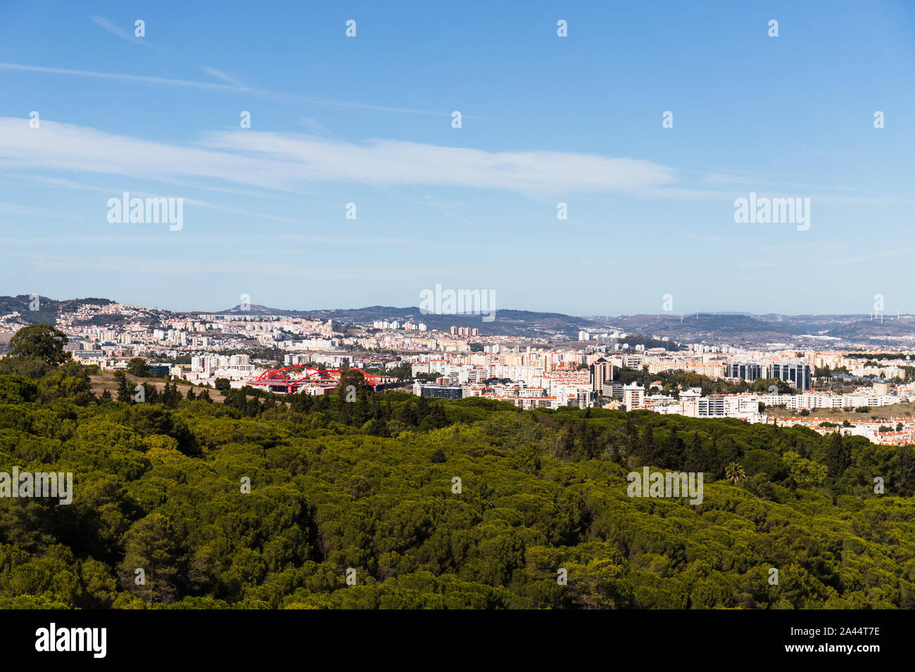 Lisbon as seen from the Panoramico de Monsanto, a building built in the ...