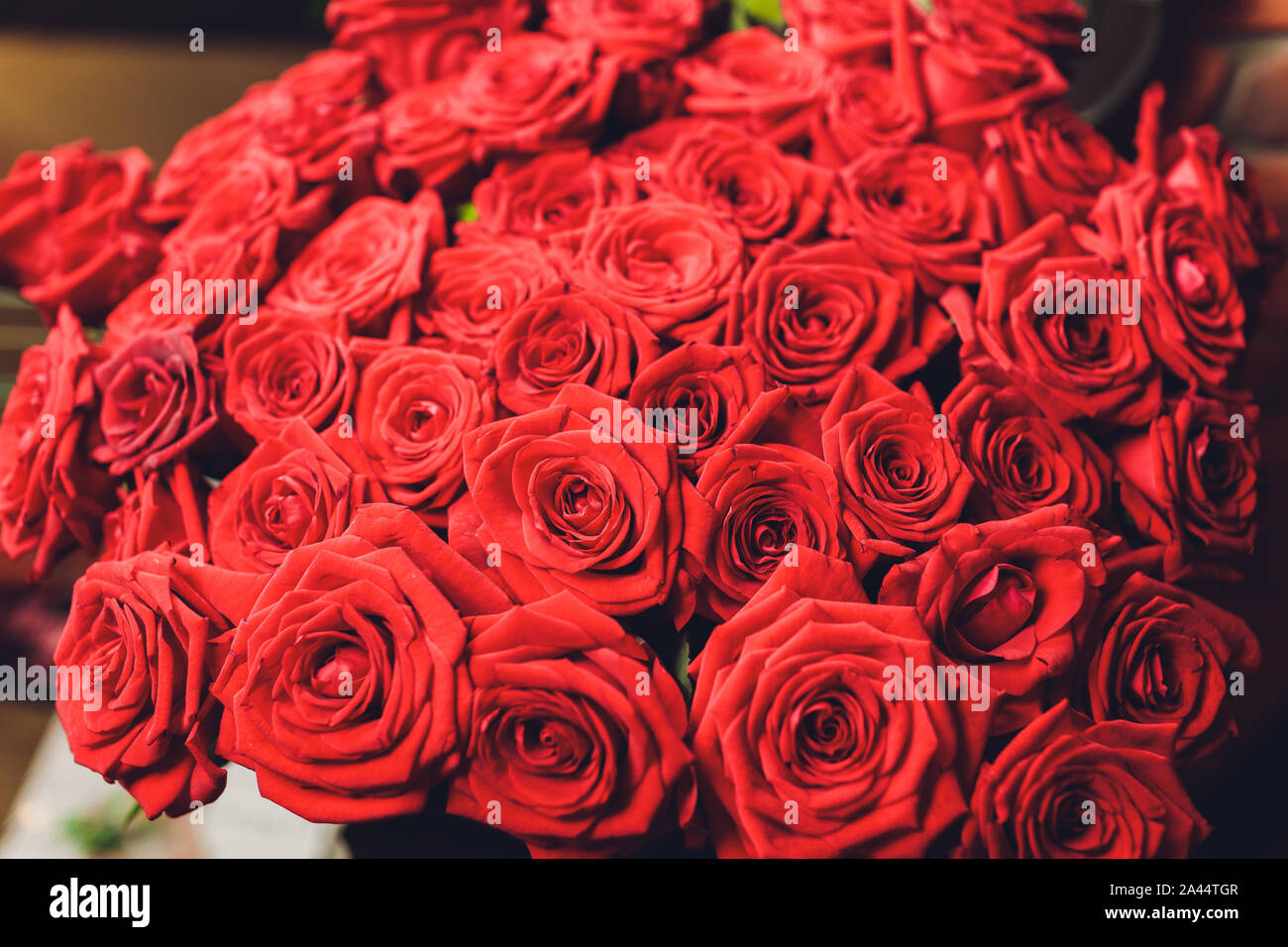 Natural red roses background. Border of Red roses bouquet Stock Photo ...