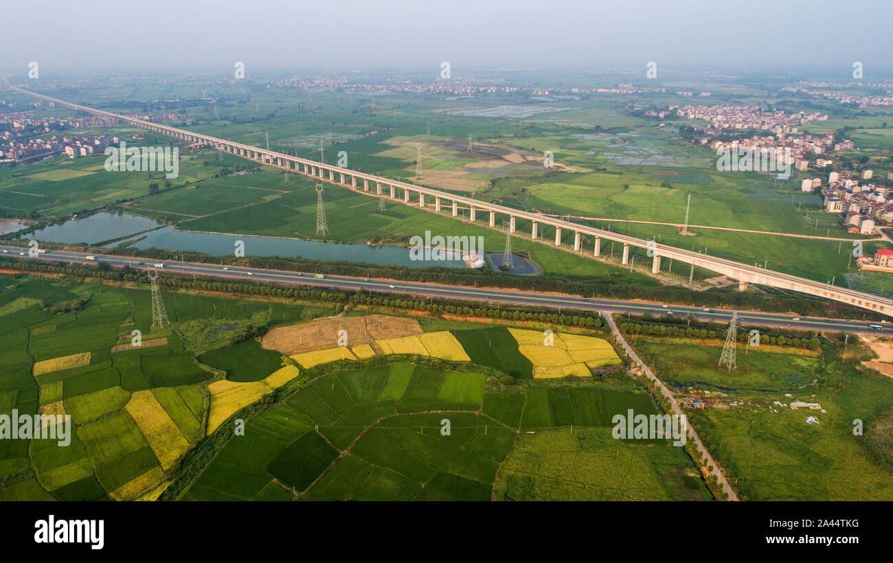 Aerial view of Changgan High Speed Rail, which will connect Nanchang ...