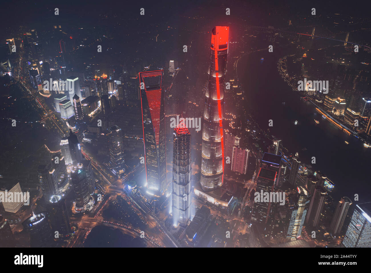Cityscape of the Lujiazui Financial District with the Shanghai World ...