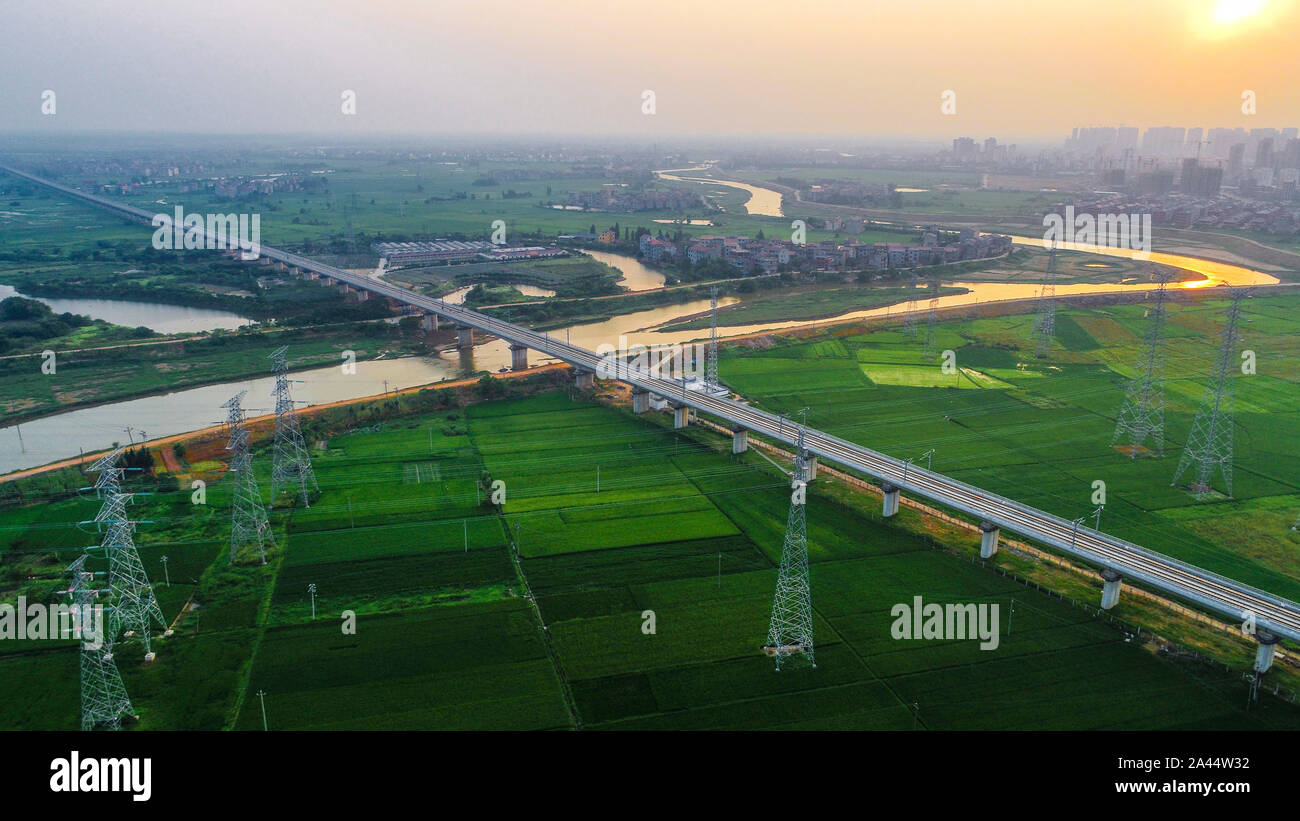 Aerial view of Changgan High Speed Rail, which will connect Nanchang ...