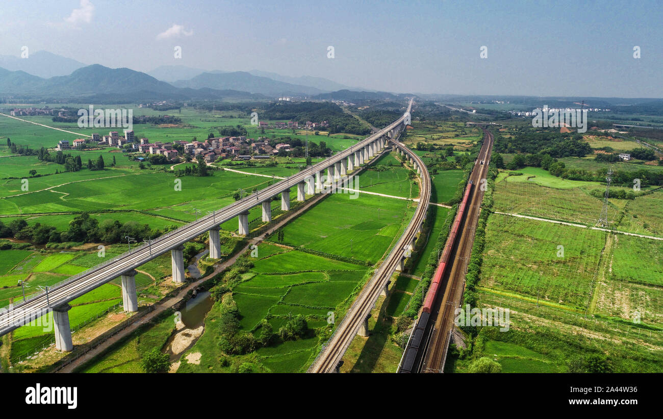 Aerial view of Changgan High Speed Rail, which will connect Nanchang ...