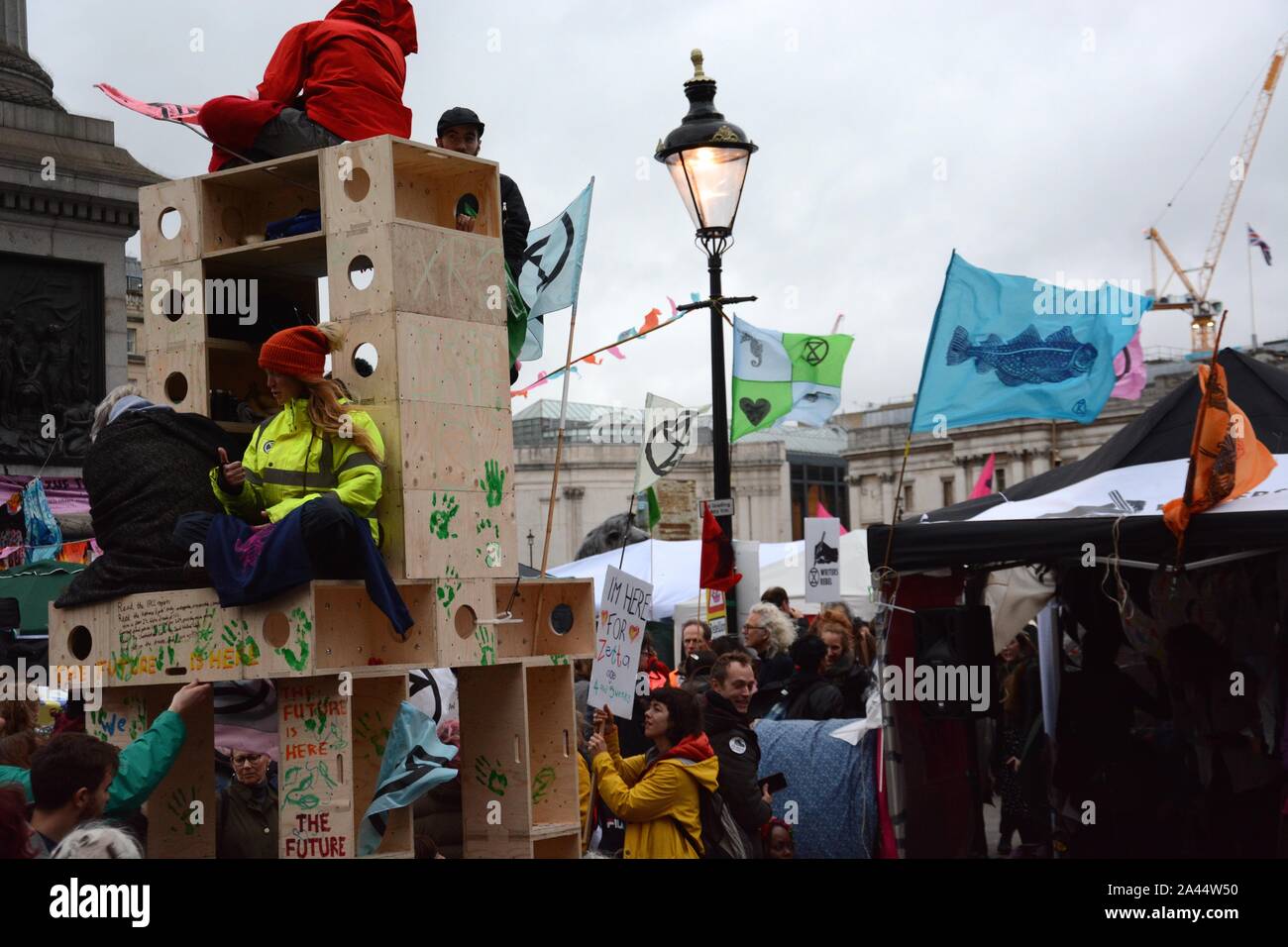 Extinction Rebellion anti climate change protest in Trafalgar Square ...