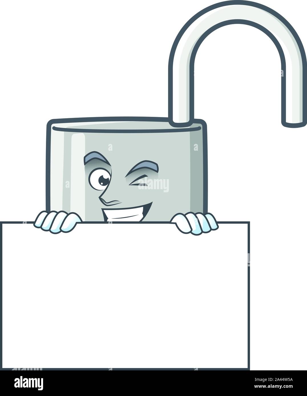 Grinning with board unlock key with cartoon character design Stock ...