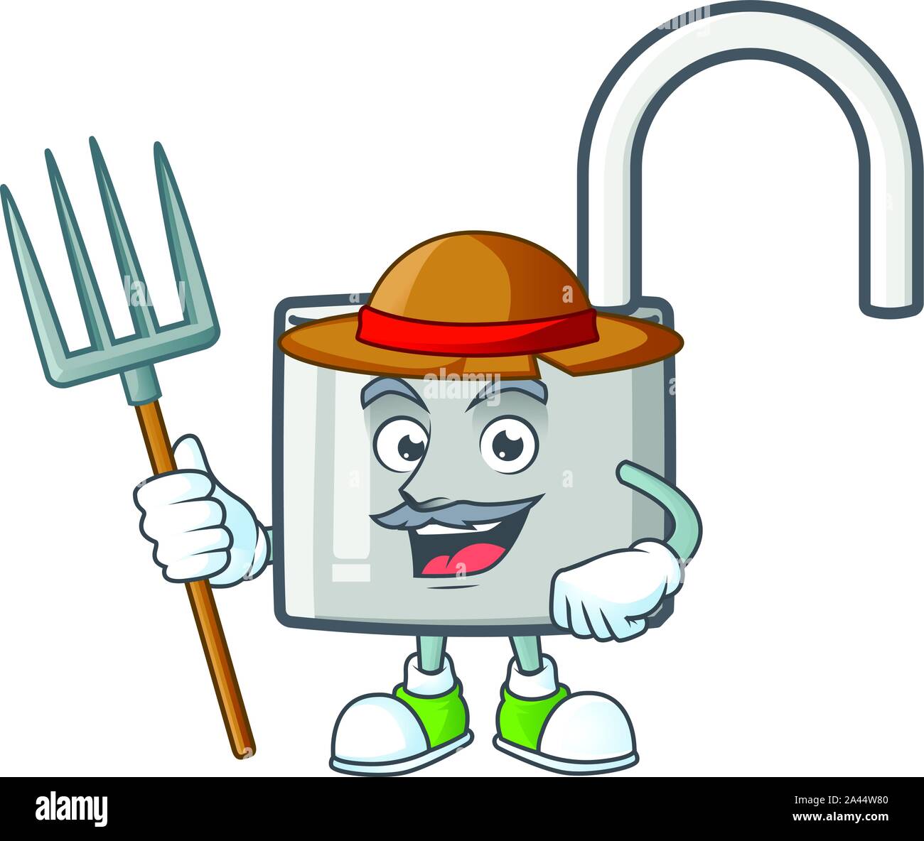 Farmer unlock key with cartoon character design Stock Vector Image ...